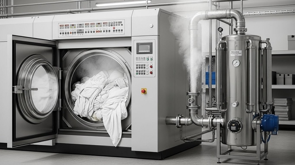Industrial Laundry Machine Works with an Industrial Electric Steam ...